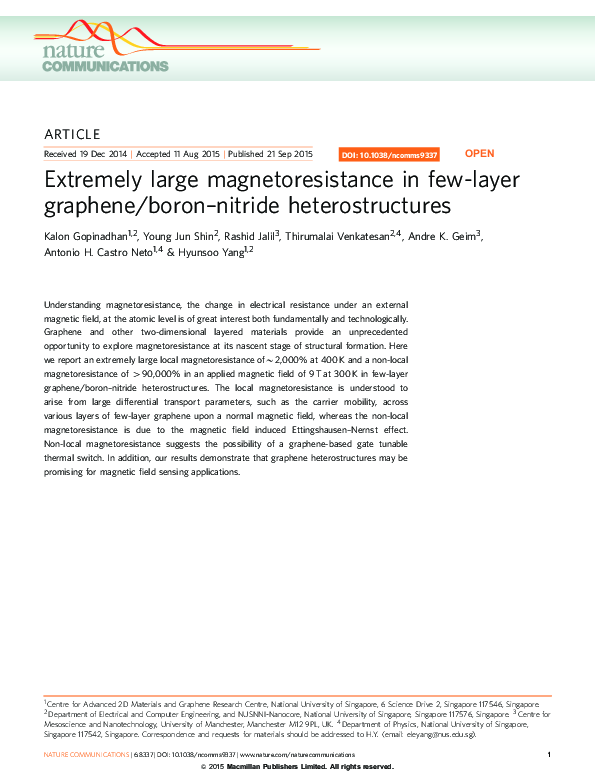 (PDF) Extremely large magnetoresistance in few-layer graphene/boron ...