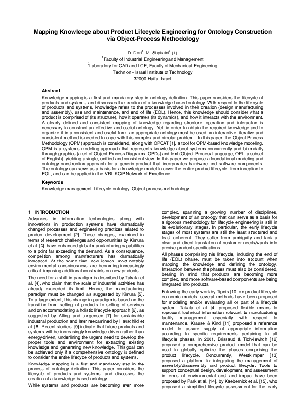 (PDF) Dov Dori and Moshe Shpitalni, Mapping Knowledge about Product Lifecycle Engineering for ...