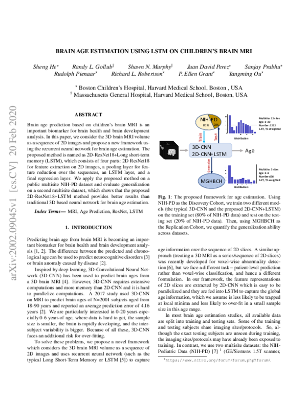 (PDF) Brain Age Estimation Using LSTM on Children's Brain MRI