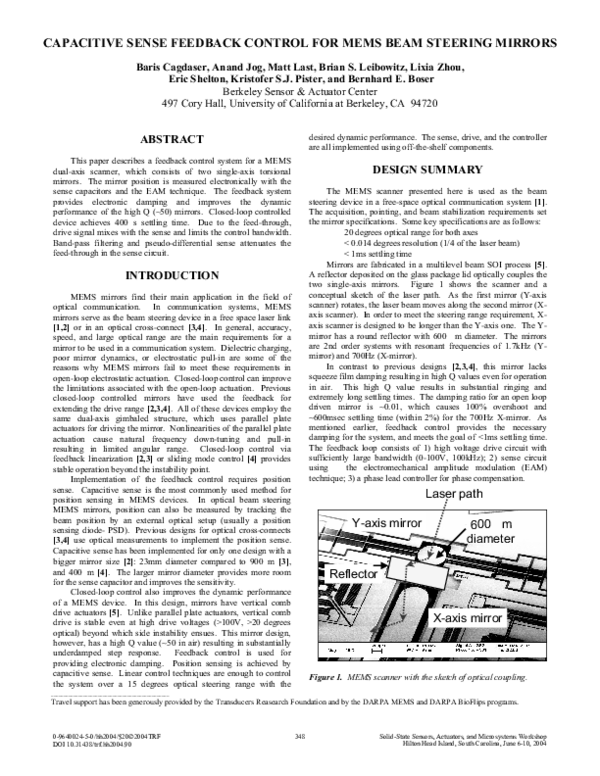 (PDF) Capacitive Sense Feedback Control for Mems Beam Steering Mirrors