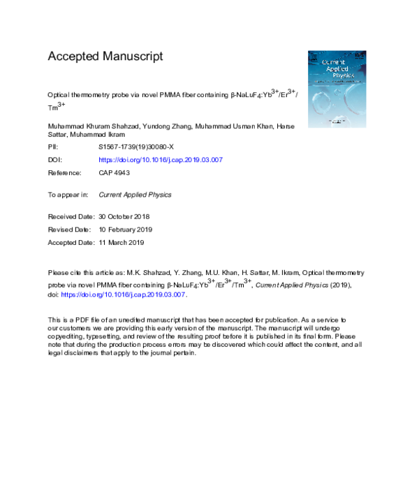 (PDF) Optical thermometry probe via fiber containing β-NaLuF4:Yb3+/Er3 ...