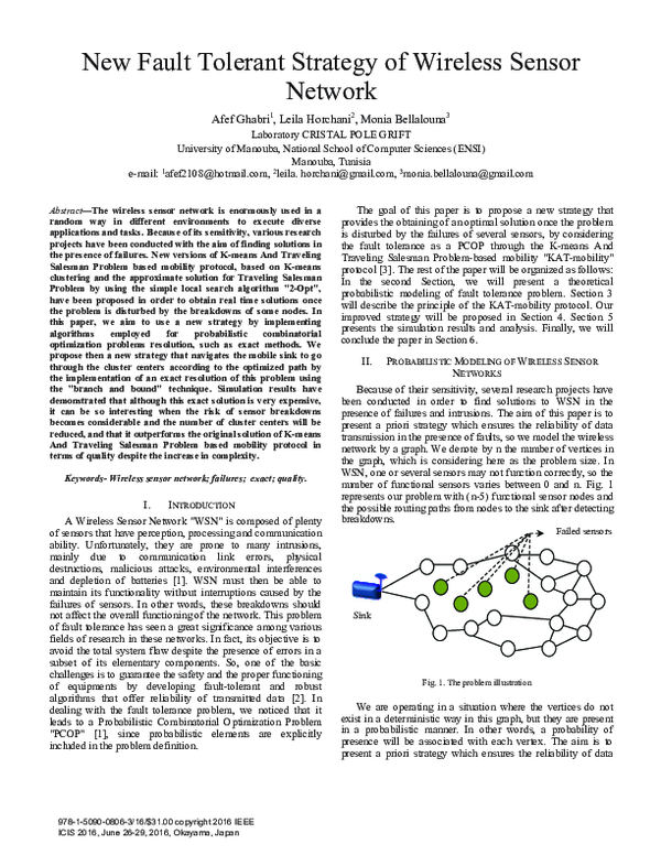 (PDF) New fault tolerant strategy of wireless sensor network