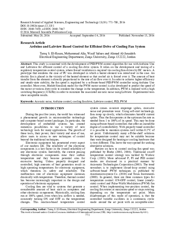 (PDF) Arduino and Labview Based Control for Efficient Drive of Cooling ...