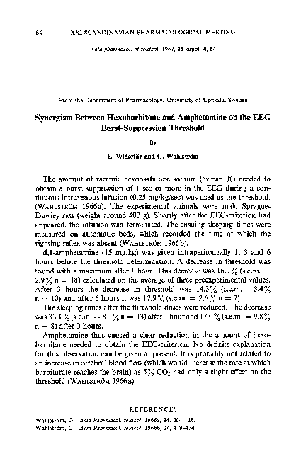(PDF) Synergism Between Hexobarbitone and Amphetamine on the EEG Burst ...