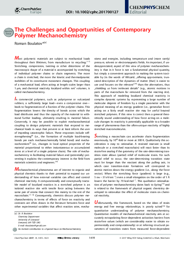 (PDF) The Challenges and Opportunities of Contemporary Polymer ...