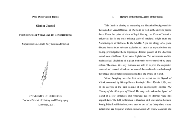 (PDF) The Council of Várad and its Constitutions