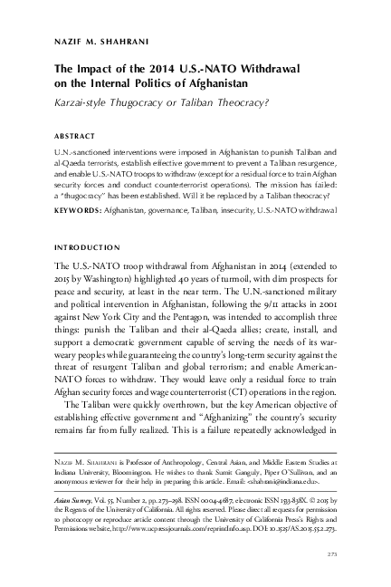 (PDF) The Impact of the 2014 U.S.-NATO Withdrawal on the Internal ...