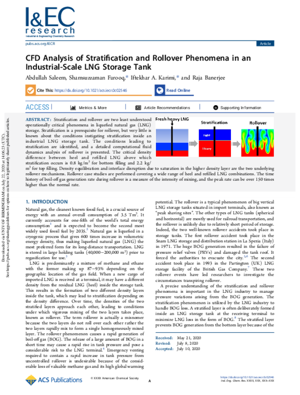 (PDF) CFD Analysis of Stratification and Rollover Phenomena in an ...