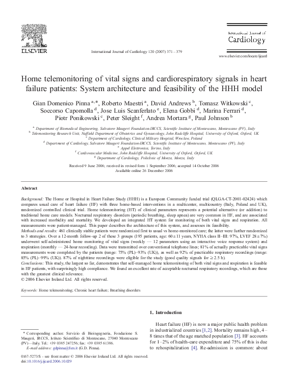 (PDF) Home telemonitoring of vital signs and cardiorespiratory signals ...