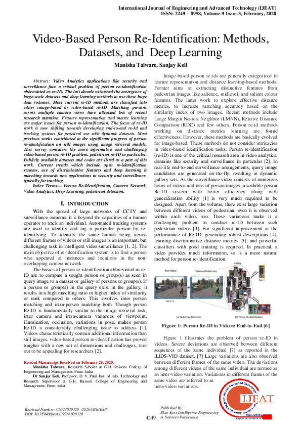 (PDF) Video Based Person Re Identification Methods, Datasets, and Deep Learning