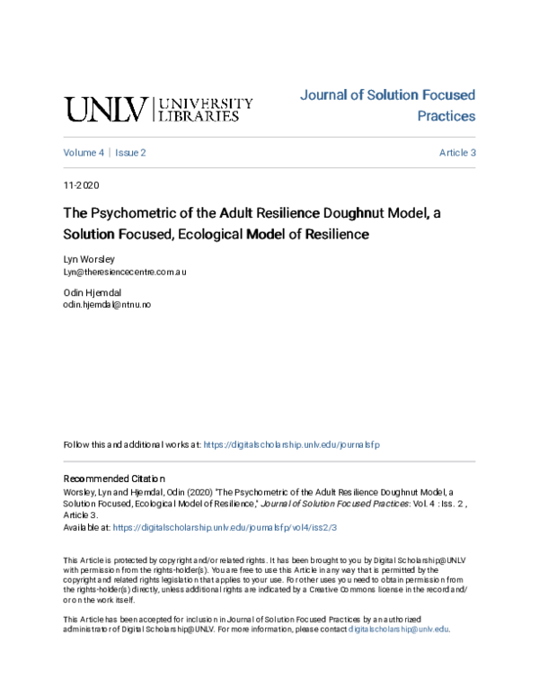 (PDF) The Psychometric of the Adult Resilience Doughnut Model, a ...
