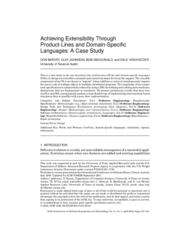 (PDF) Achieving extensibility through product-lines and domain-specific languages