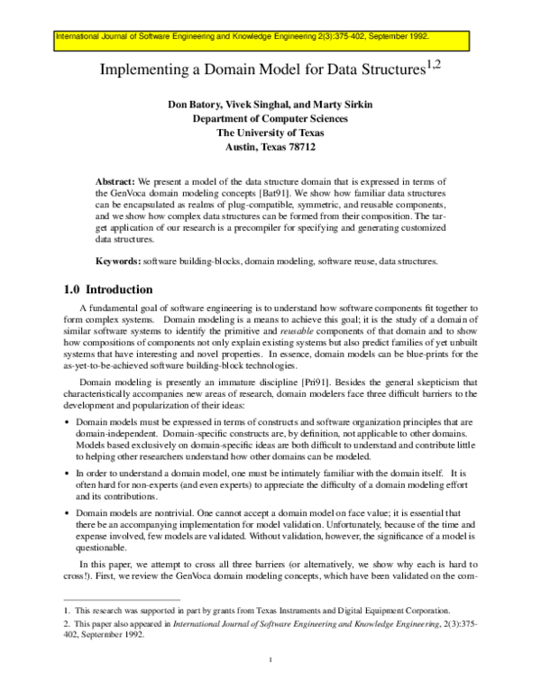 (PDF) Implementing a Domain Model for Data Structures