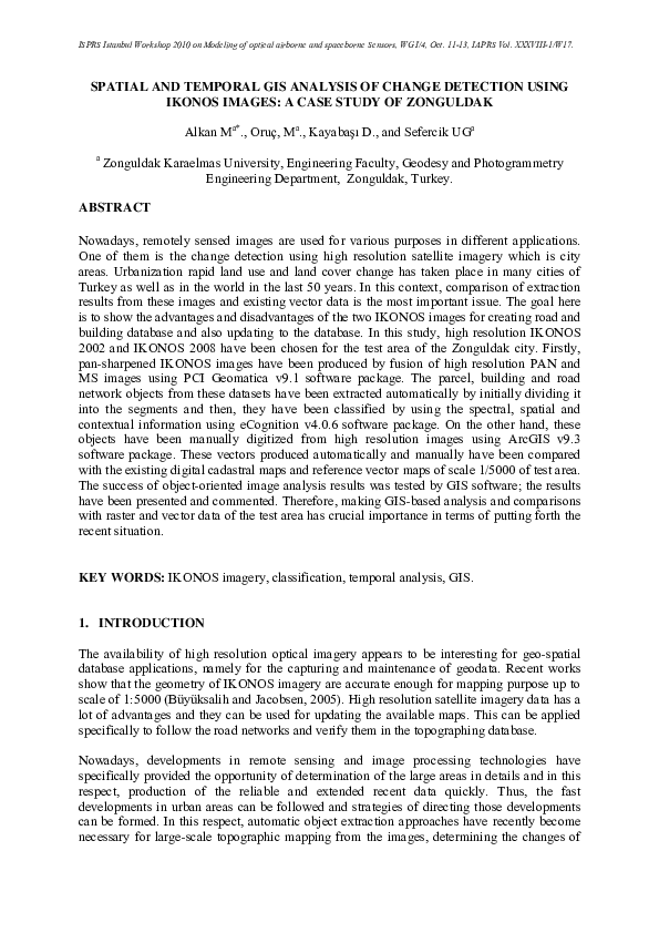 (PDF) Spatial and Temporal Gis Analysis of Change Detection Using Ikonos Images: A Case Study of ...