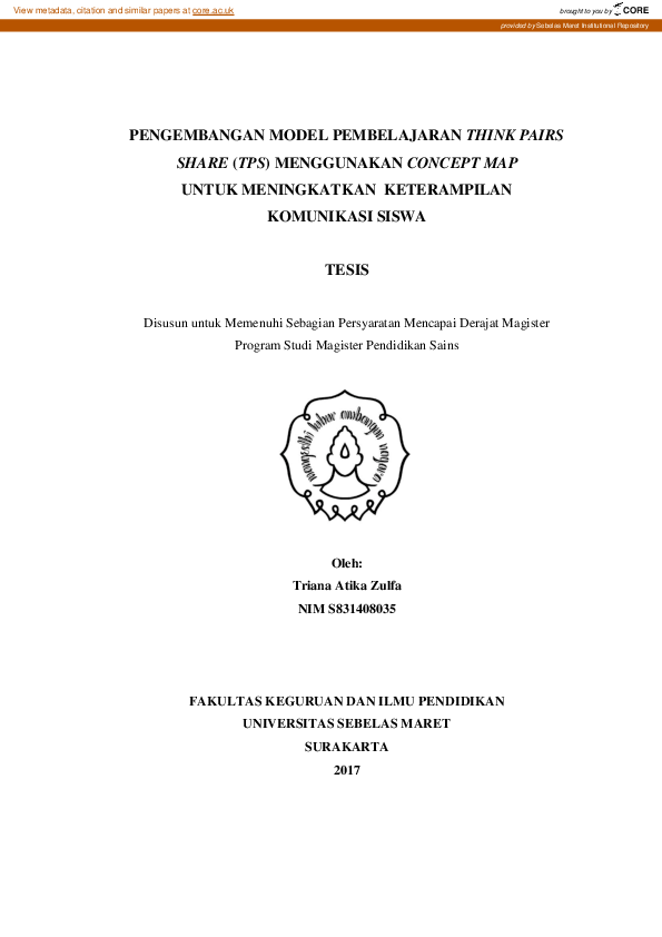 (PDF) Pengembangan Model Pembelajaran Think Pairs Share (TPS ...