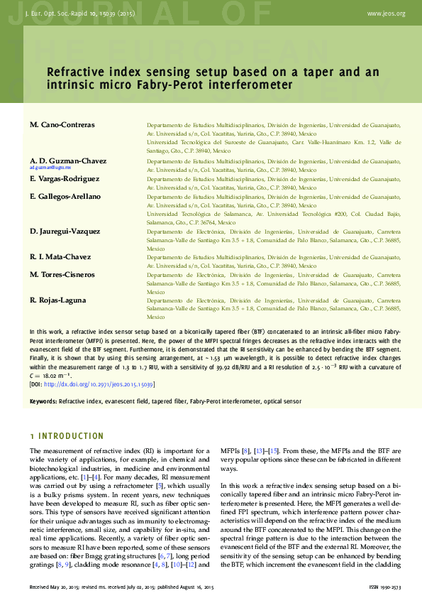 (PDF) Refractive index sensing setup based on a taper and an intrinsic micro Fabry-Perot ...