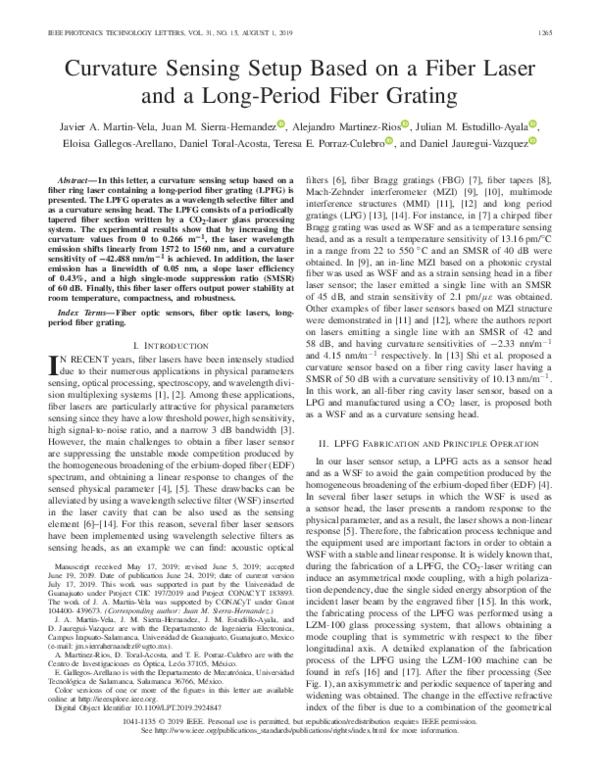(PDF) Curvature Sensing Setup Based on a Fiber Laser and a Long-Period Fiber Grating | E ...
