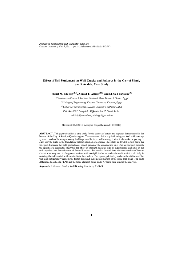 (PDF) Effect of Soil Settlement on Wall Cracks and Failures in the City ...