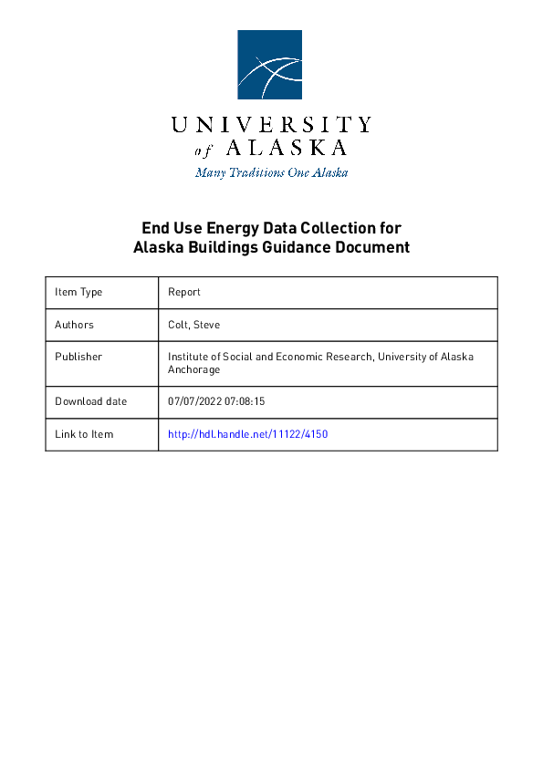 (PDF) End Use Energy Data Collection for Alaska Buildings Guidance Document