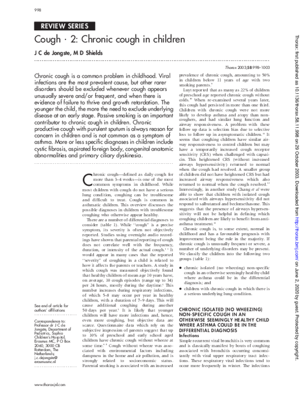(PDF) Cough. 2: Chronic cough in children