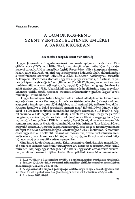 (PDF) A domonkos-rend Szent Vér-tiszteletének emlékei a barokk korban