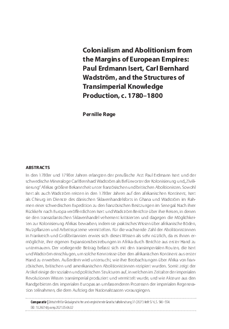 (PDF) Colonialism and Abolitionism from the Margins of European Empires ...