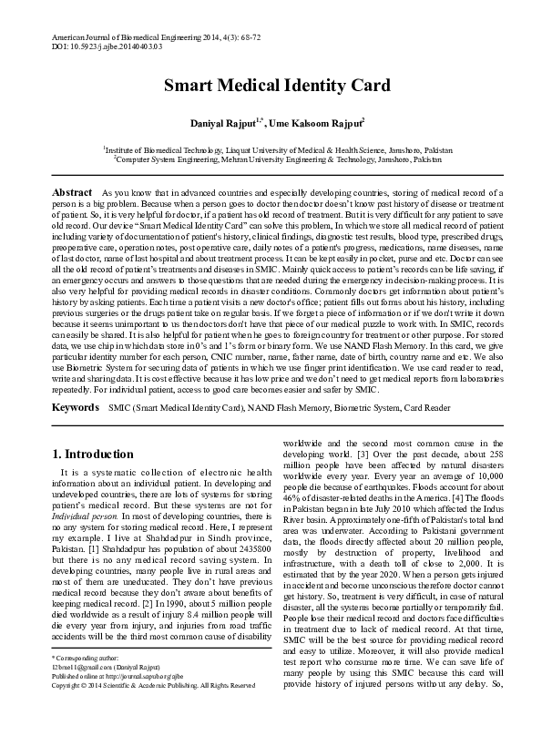 (PDF) Smart Medical Identity Card