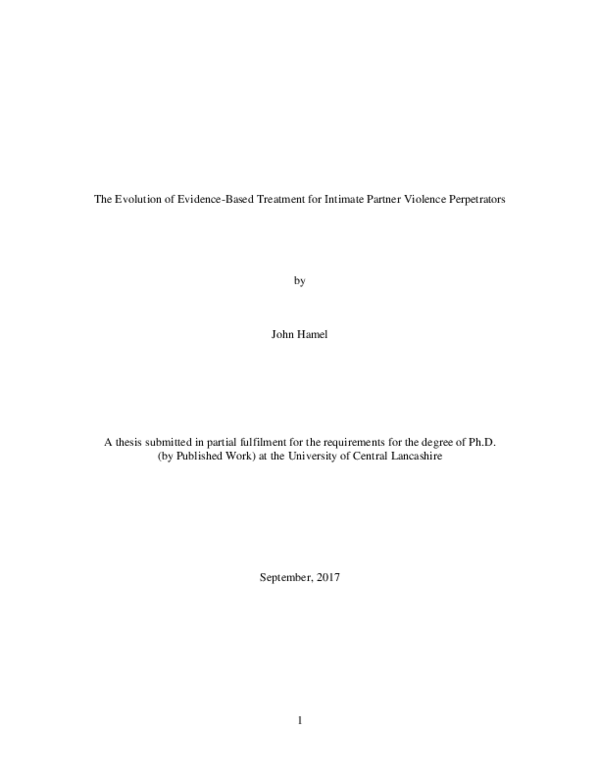 Pdf The Evolution Of Evidence Based Treatment For Intimate Partner