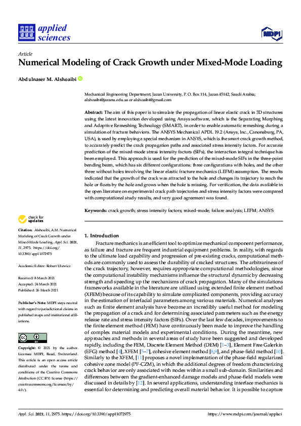 Pdf Numerical Modeling Of Crack Growth Under Mixed Mode Loading Abdulnaser Alshoaibi