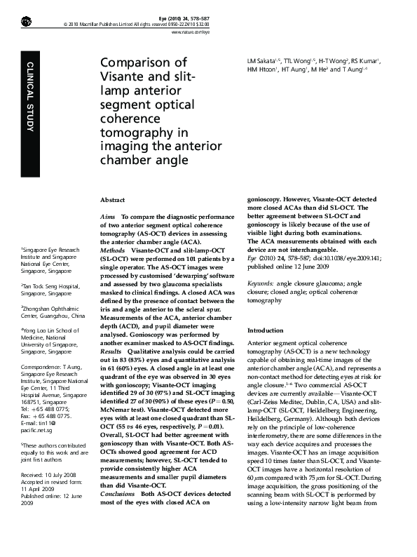 (PDF) Comparison of Visante and slit-lamp anterior segment optical ...