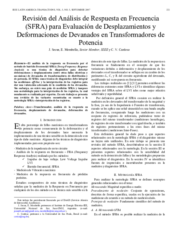 (PDF) Review of Sweep Frequency Response Analysis -SFRA for Assessment Winding Displacements and ...