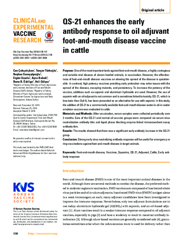 (PDF) QS-21 enhances the early antibody response to oil adjuvant foot ...