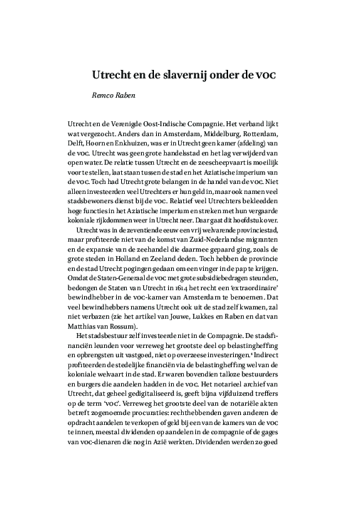 (PDF) ‘Utrecht en de slavernij onder de VOC’ in: Nancy Jouwe, Matthijs ...