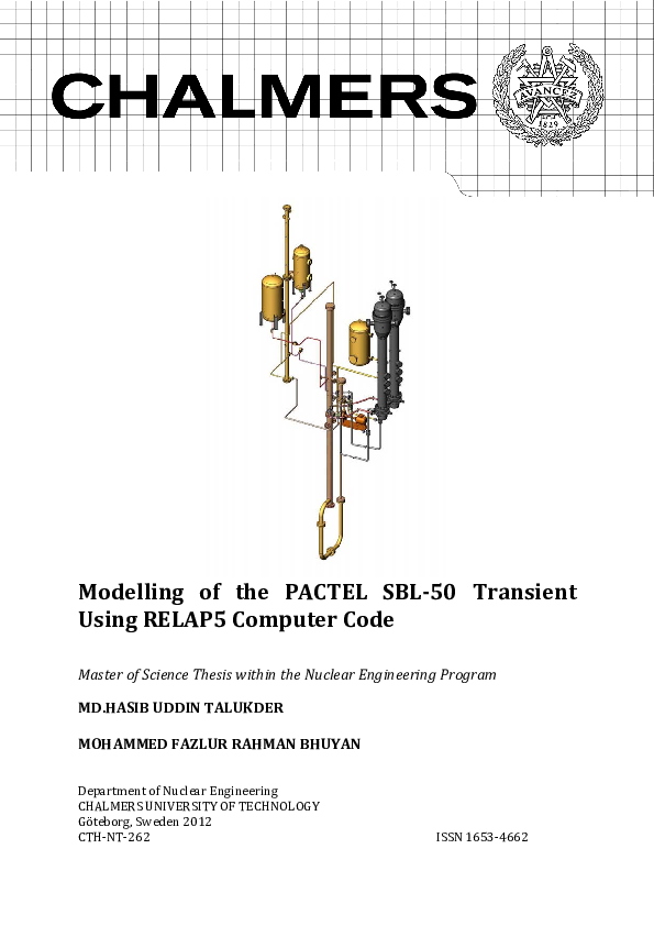 (PDF) Modelling of the PACTEL SBL‐50 Transient Using RELAP5 Computer Code