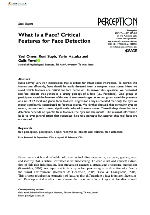 (PDF) What Is a Face? Critical Features for Face Detection