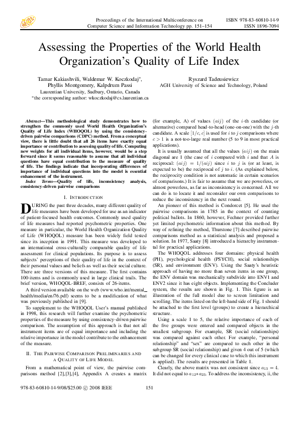 (PDF) Assessing the properties of the World Health Organization’s ...