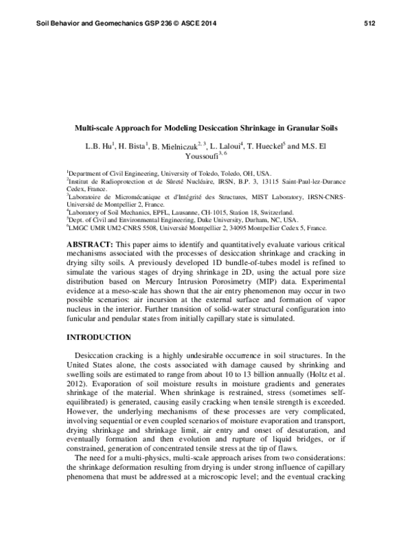 (PDF) Multi-Scale Approach for Modeling Desiccation Shrinkage in Granular Soils