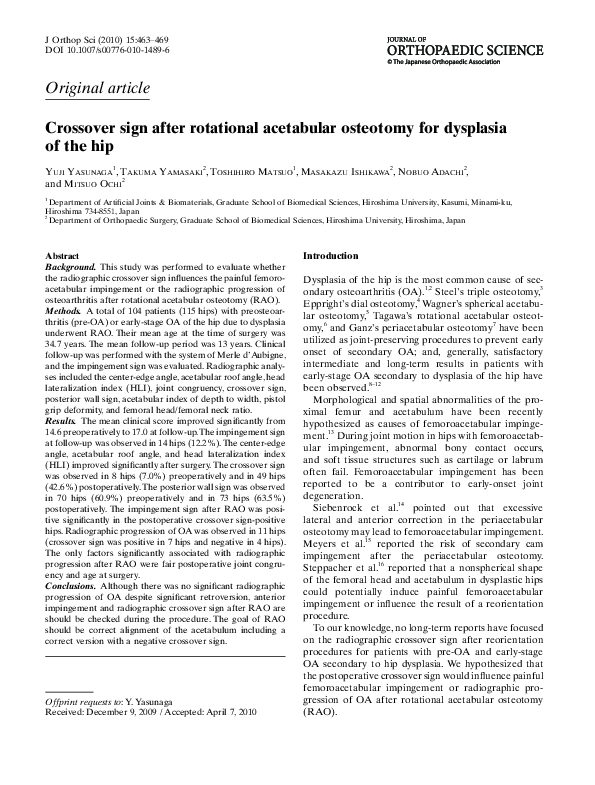 (PDF) Crossover sign after rotational acetabular osteotomy for ...