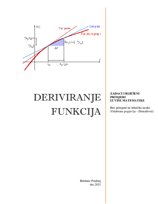 (PDF) IZVODI FUNKCIJA - ZADACI I RIJEŠENI PRIMJERI IZ VIŠE MATEMATIKE ...