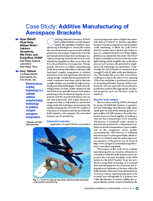 (PDF) Case Study: Additive Manufacturing of Aerospace Brackets