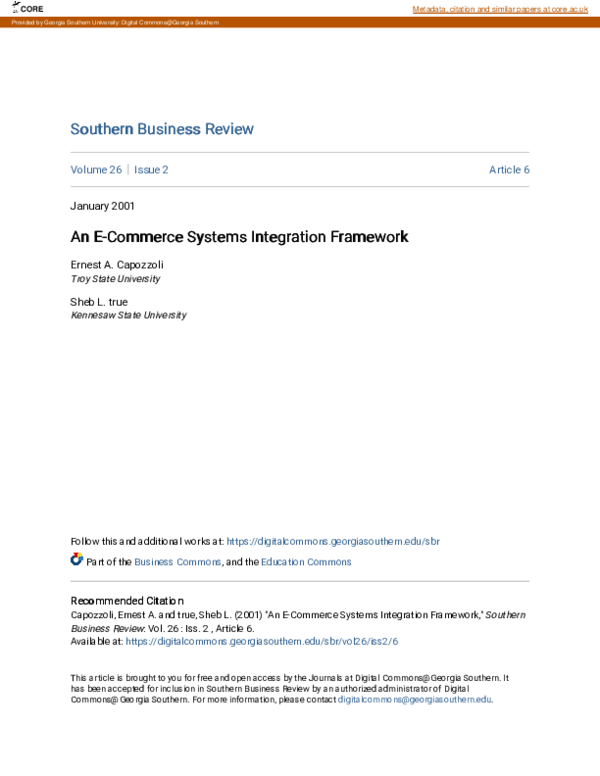 (PDF) An E-Commerce Systems Integration Framework
