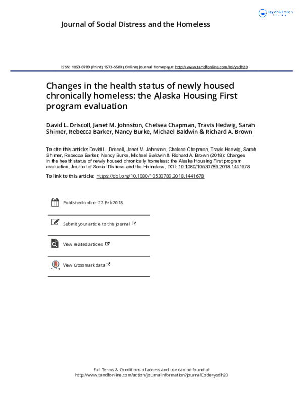 (PDF) Changes in the health status of newly housed chronically homeless ...