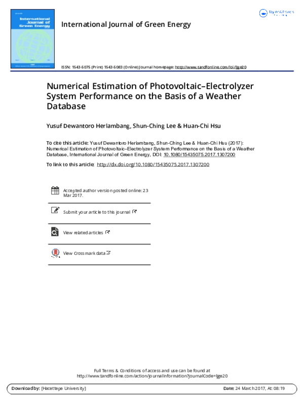 (PDF) Numerical estimation of photovoltaic–electrolyzer system ...