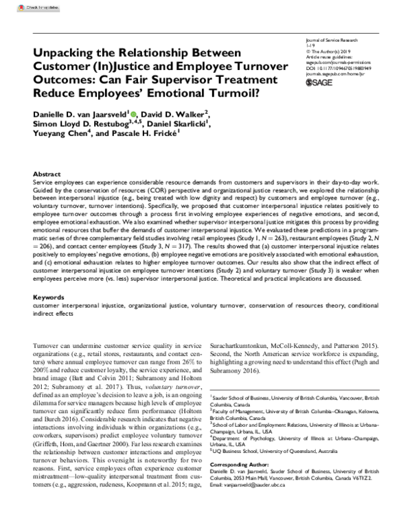 (PDF) Unpacking the Relationship Between Customer (In)Justice and ...