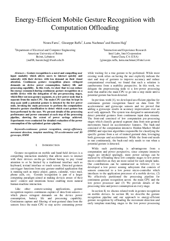 (PDF) Efficient Mobile Gesture Recognition via Computation Offloading