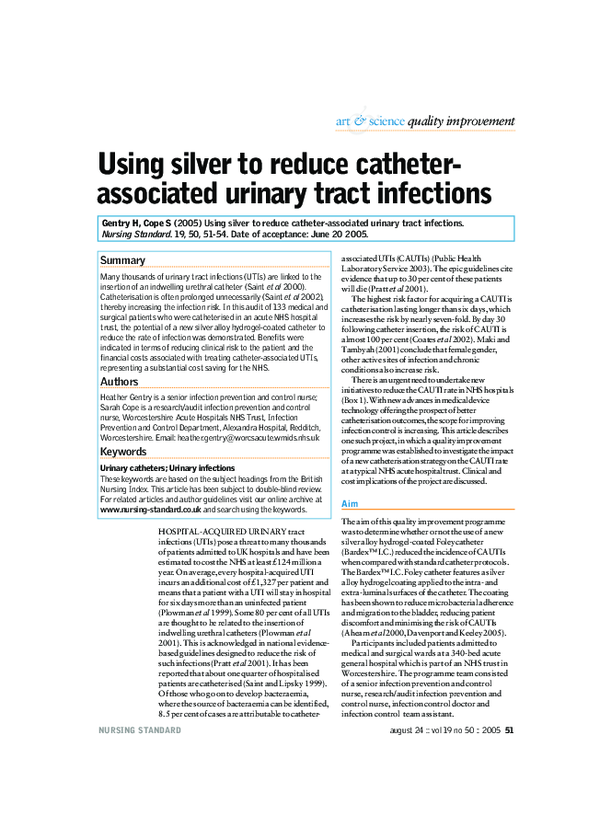 (PDF) Using silver to reduce catheter-associated urinary tract ...