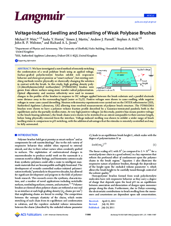 (PDF) Voltage-Induced Swelling and Deswelling of Weak Polybase Brushes