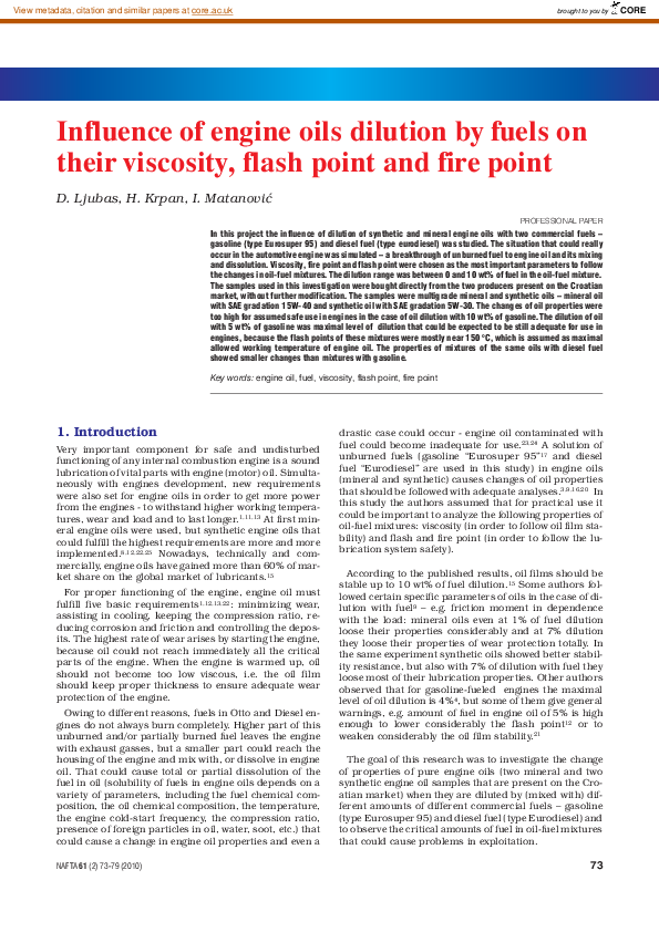 (PDF) Influence of engine oils dilution by fuels on their viscosity ...