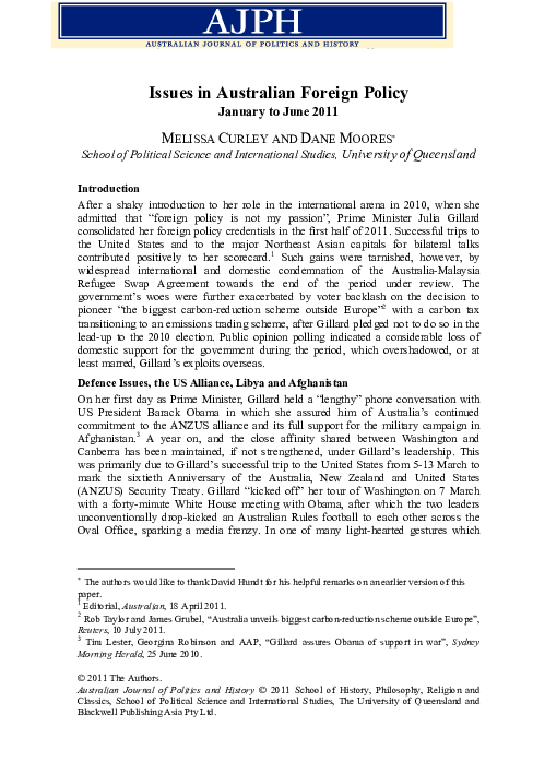 (PDF) Issues in Australian Foreign Policy: January to June 2011