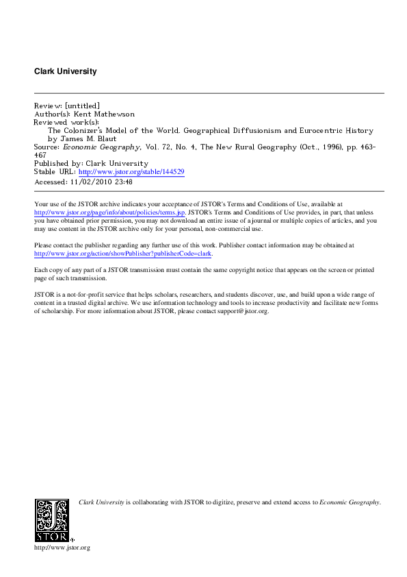 (PDF) The Colonizer's Model of the World: Geographical Diffusionism and ...